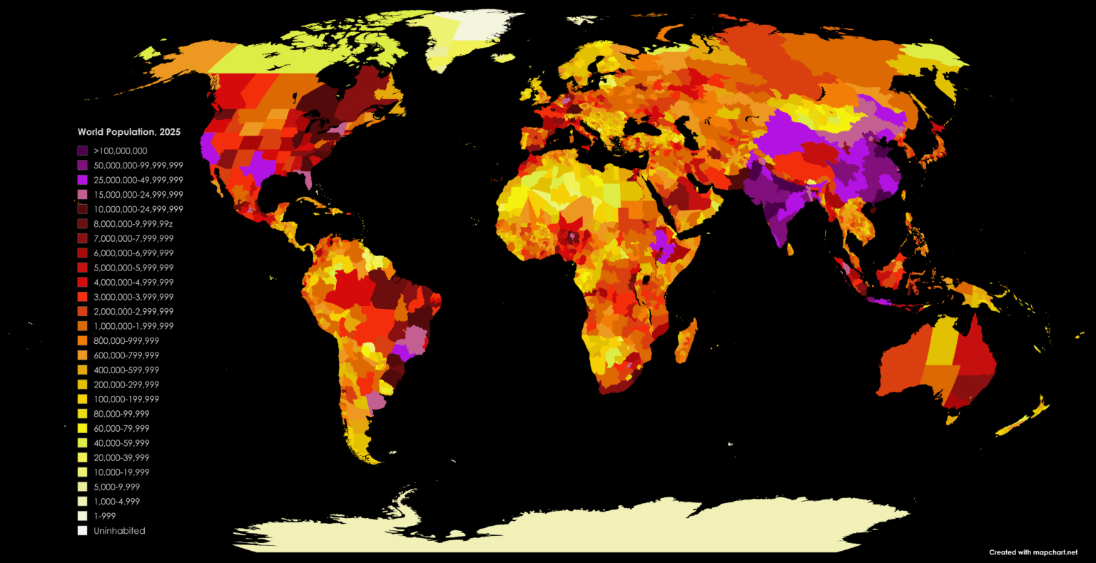 WORLD POPULATION DENSITY MAP IN 2025 - EPIC MAP
